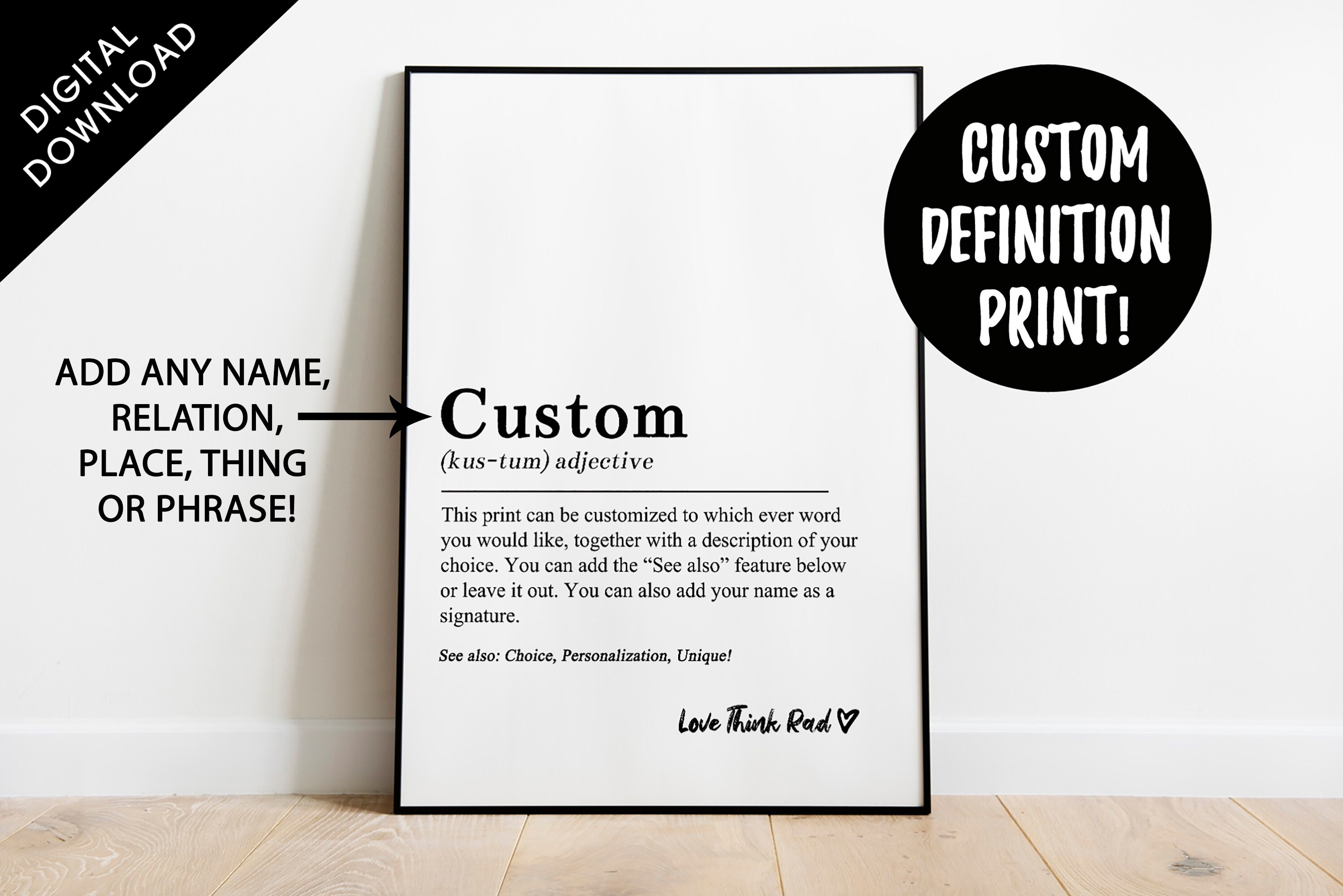 Custom Definition Print, Custom Print, Dictionary Art, Custom Wall ...