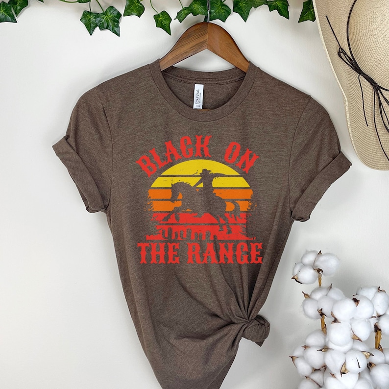Black African American Cowboy Shirt, Black on the Range Tshirt, Western ...
