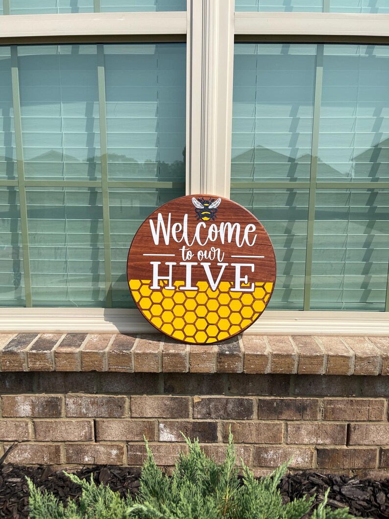 Welxome to Our Hive Round Board - Etsy