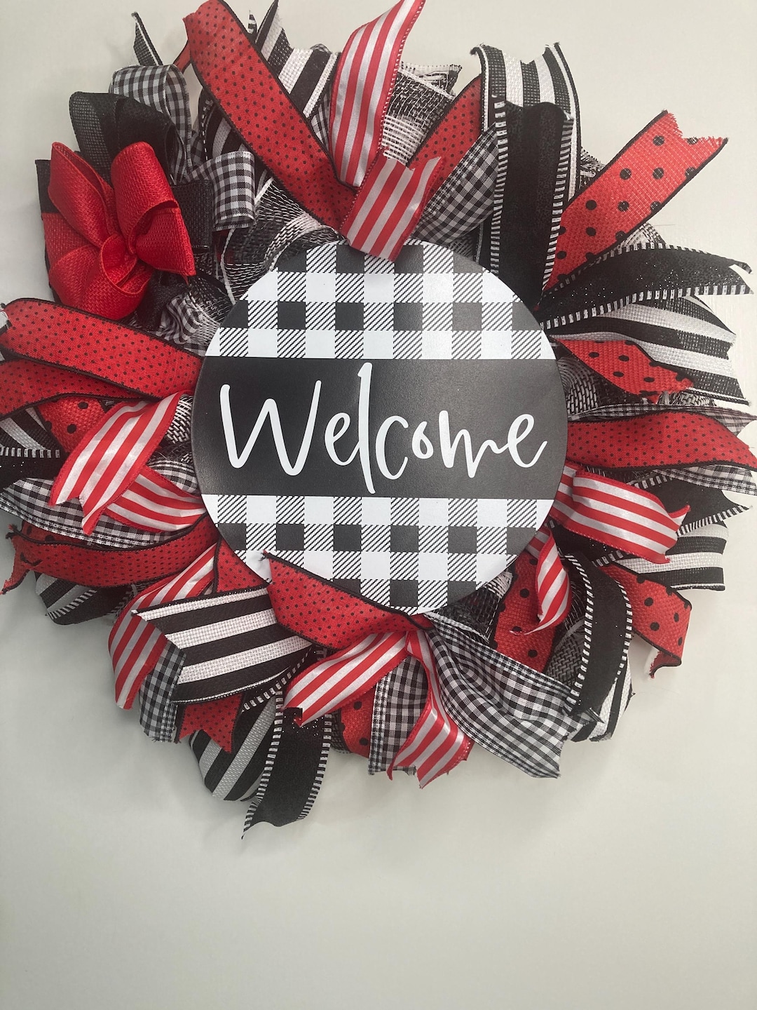 Buffalo Plaid Welcome Wreath - Etsy