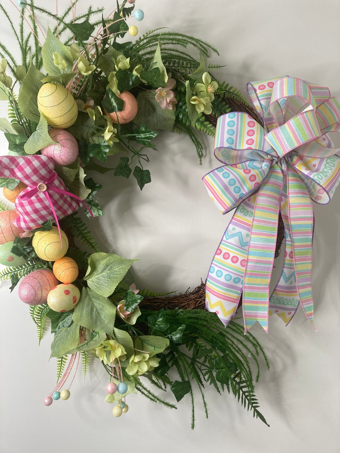 Spring Wreath, Easter Wreath, Front Door Wreath, Spring Flower Wreath ...