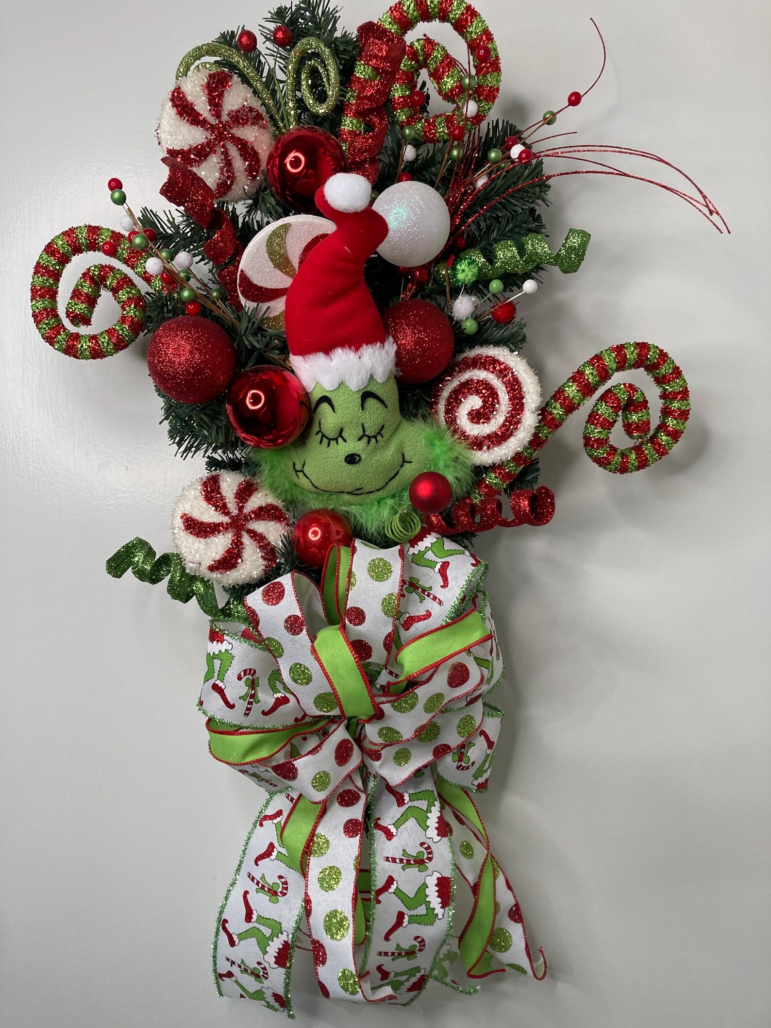 Grinch Inspired Swag,green Monster Swag, Grinch Inspired Christmas Swag ...