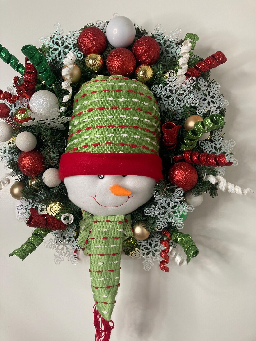 Snowman Wreath, Snowman Wreath With Lights, Winter Snowman Wreath ...
