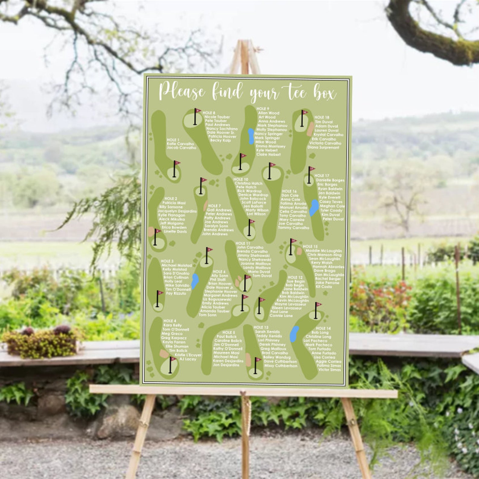 Golf Seating Chart, Custom Digital Download, Printable Seating Chart ...