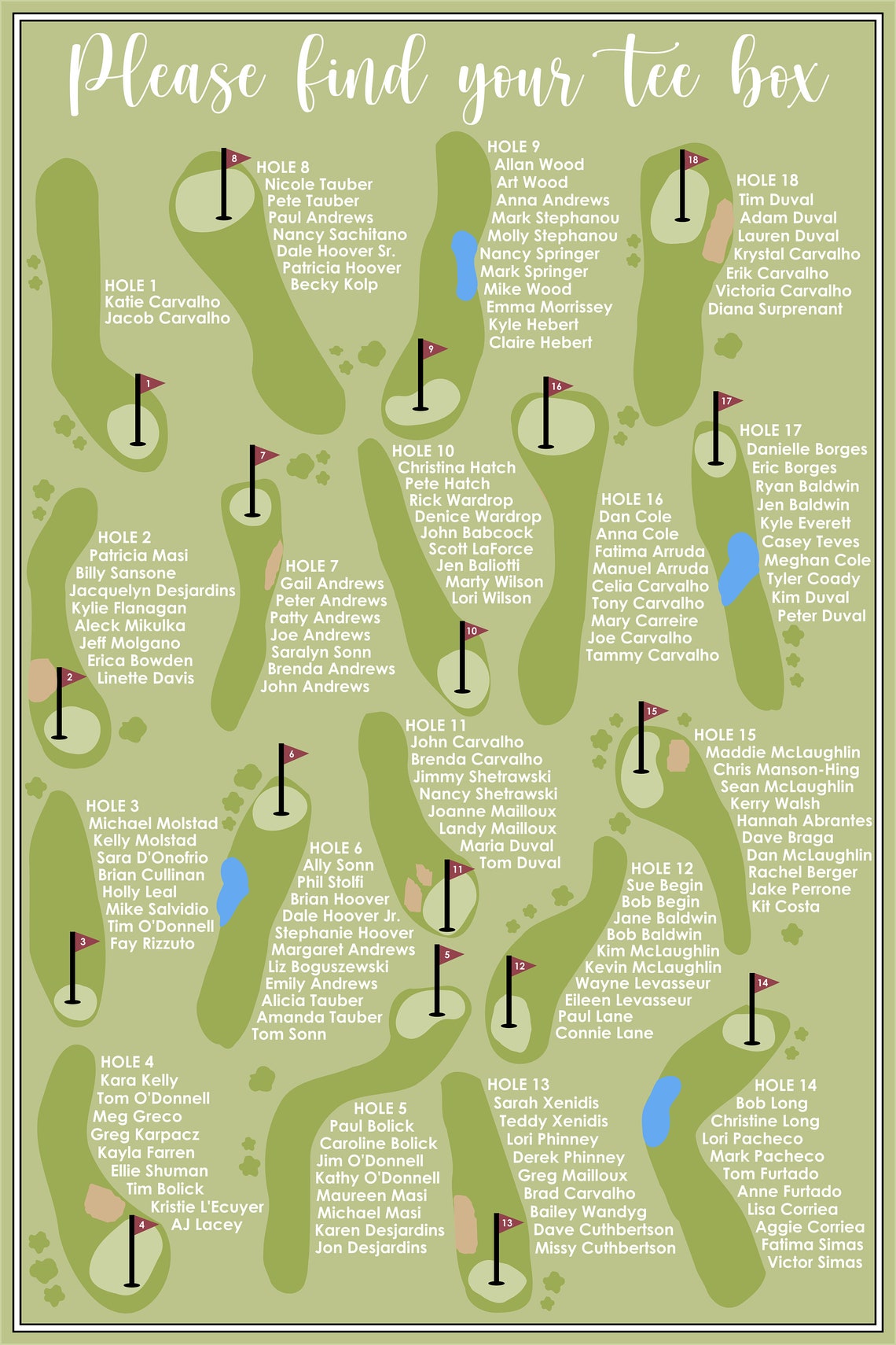 Golf Seating Chart, Custom Digital Download, Printable Seating Chart ...