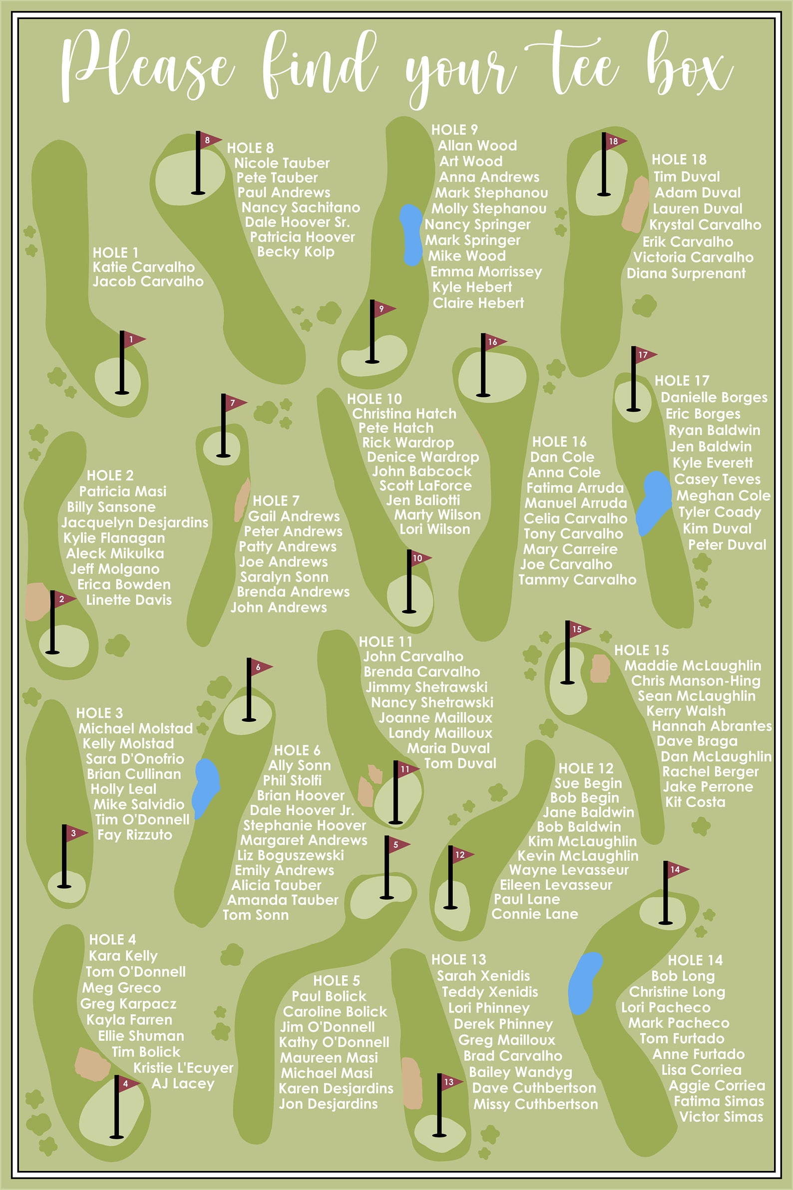 Golf Seating Chart, Custom Digital Download, Printable Seating Chart ...