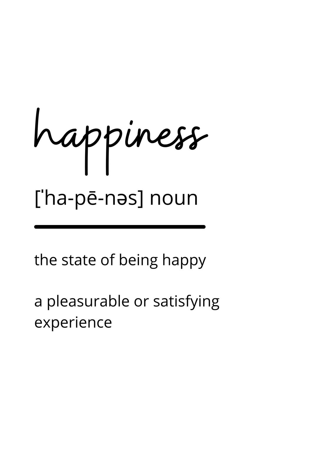 HAPPINESS DEFINITION Printable Art Wall Art Downloadable - Etsy