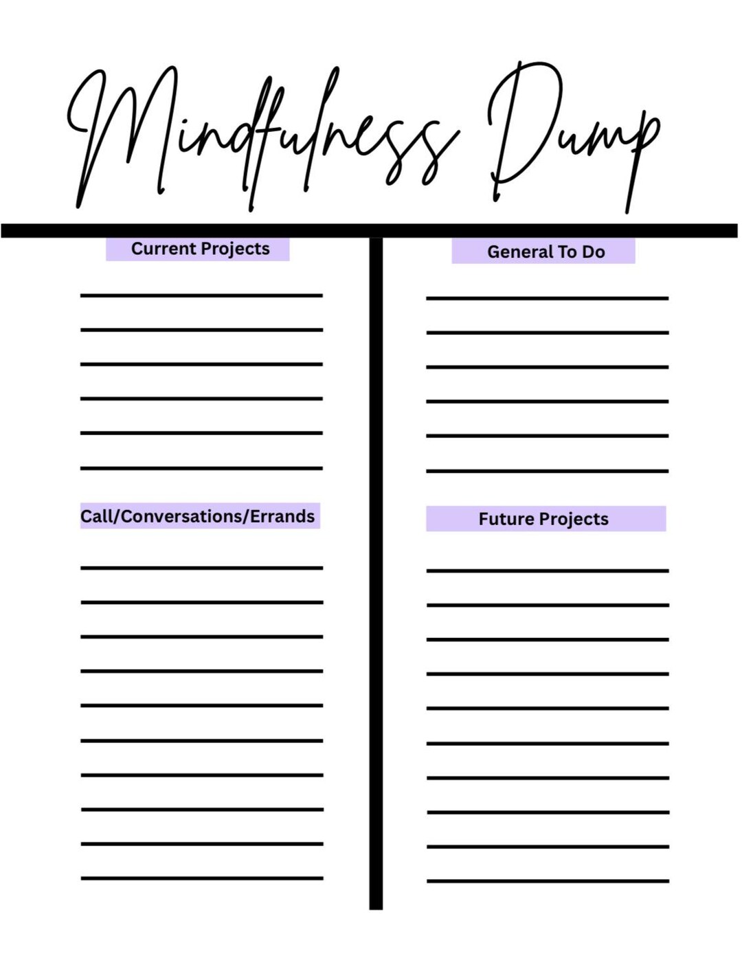 Mindfulness to Do List | Brain Dump | Checklist | Adulting Checklist ...