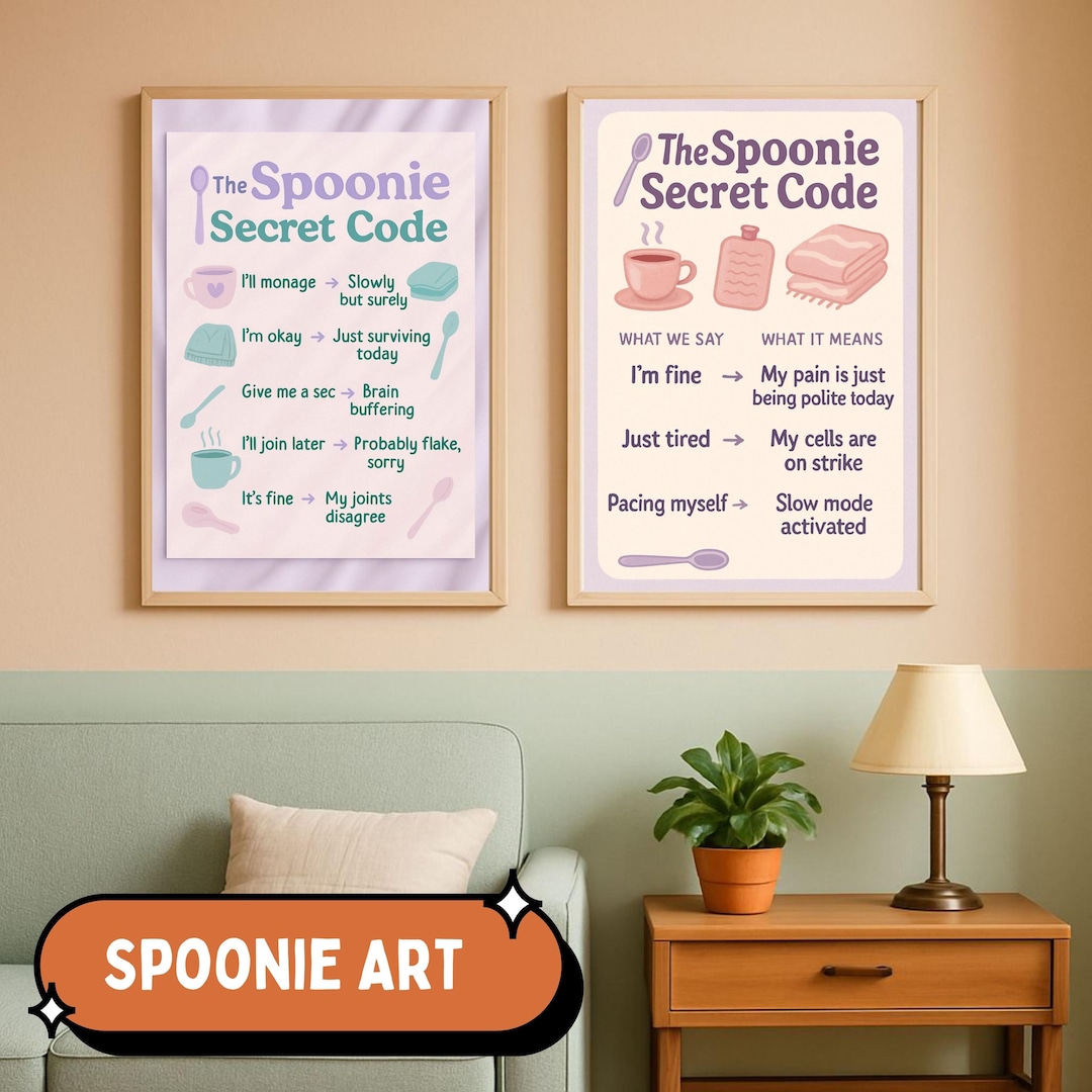 Spoonie Secret Code Poster Set, Retro Pastel Wall Art, What We Say Vs ...