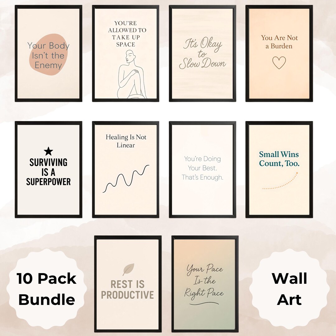 Mental Health Inspirational Prints Bundle, 10 Minimalist Digital Wall ...