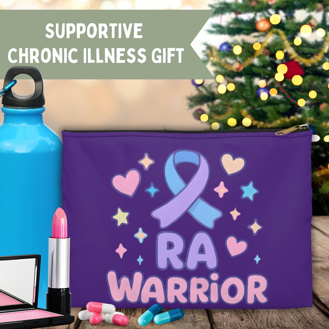 RA Warrior Zipper Pouch, Rheumatoid Arthritis Awareness Bag, Blue ...