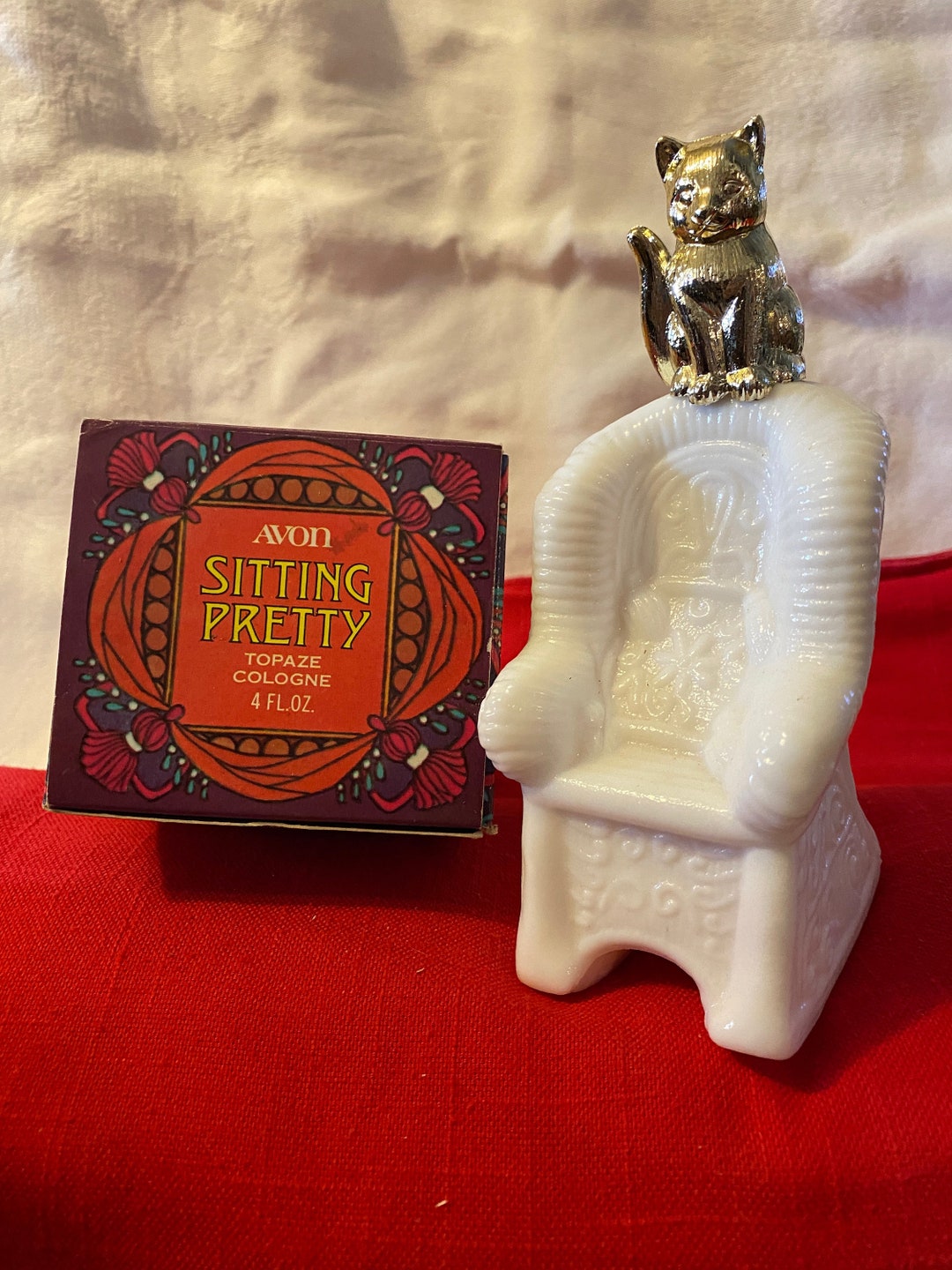 Avon Sitting Pretty "cat" Decanter With Topaze Cologne - Etsy