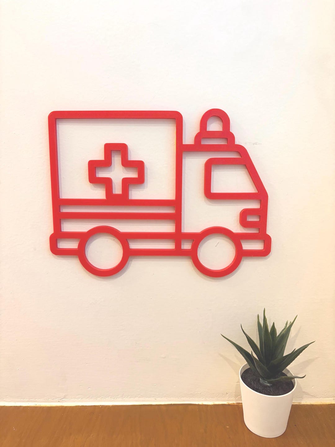 Ambulance Wall Art - 3D Printed Emergency Vehicle Decor for Nursery ...