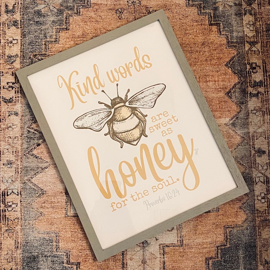 Kind Words Print, Kind Words Poster, Bee Print, Honey Bee Print ...