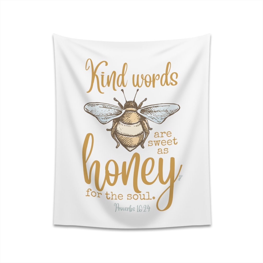 Kind Words Wall Hanging, Bee Wall Hanging, Wall Art, Bible Verse Wall ...