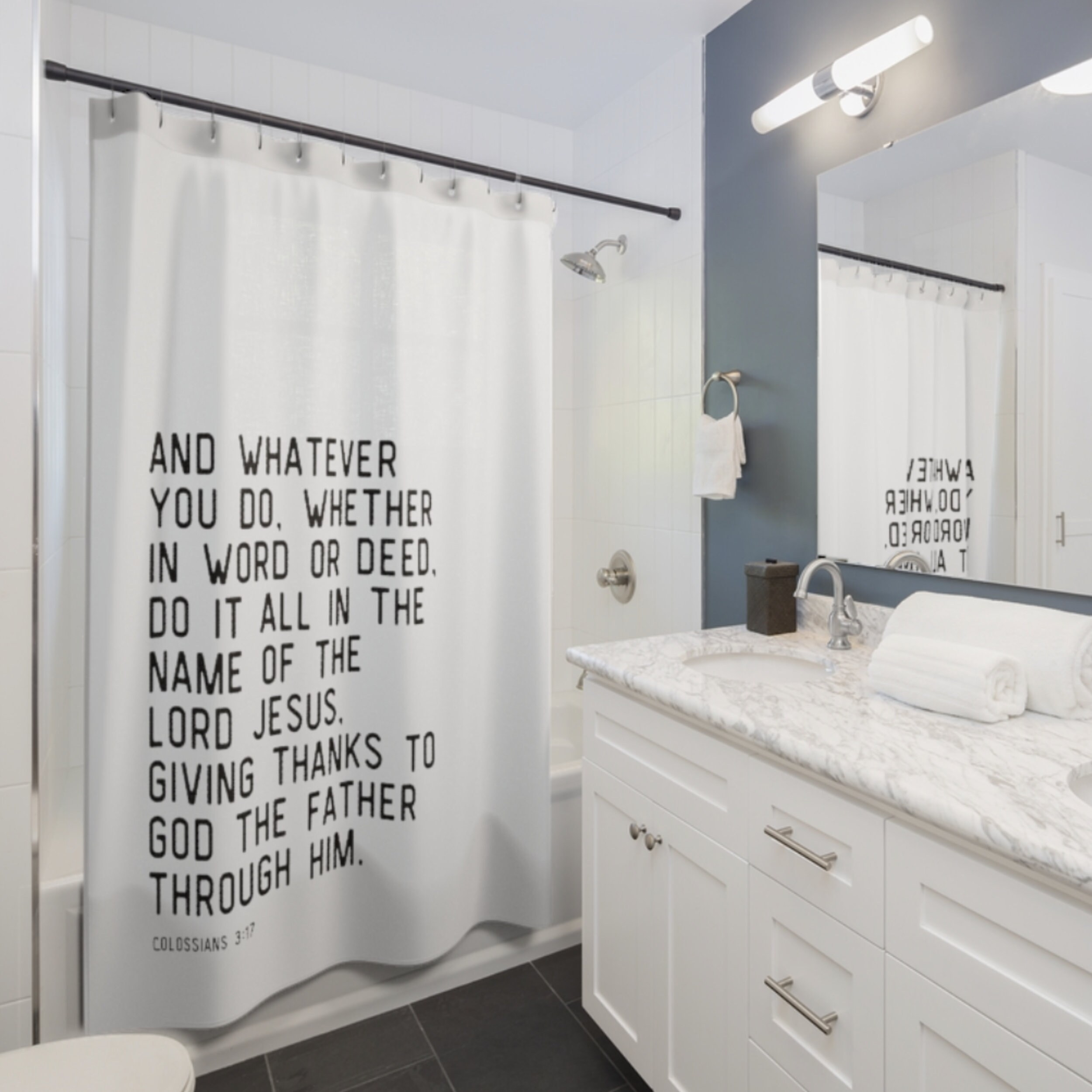 Custom Bible Verse Shower Curtain, Verse Shower Curtain, Life Verse ...