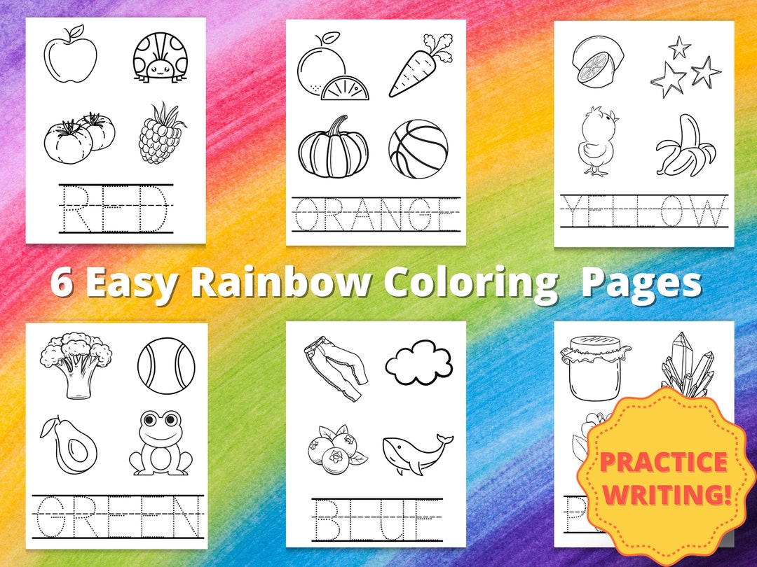 6 Easy Practice Rainbow Colors Coloring Pages - Etsy