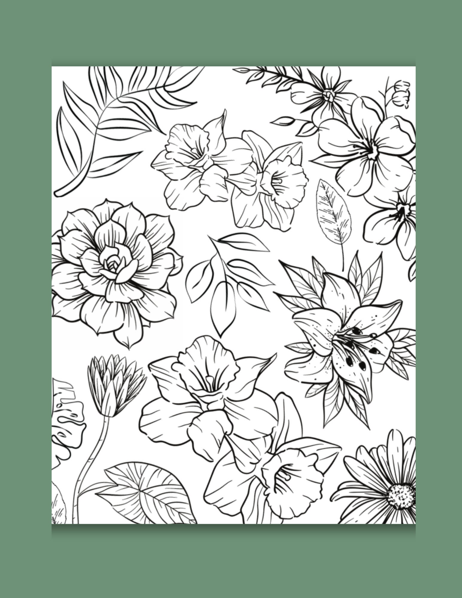 5 Easy Flower Coloring Pages - Etsy