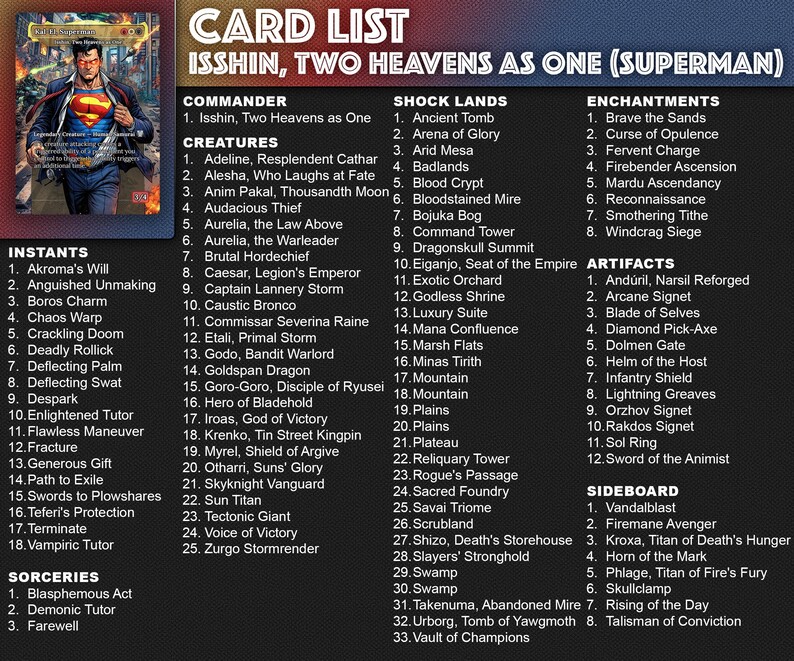 Isshin Vs Sisay (superman Vs Sonya Blade) Duel Decks, 2 EDH Decks, EDH ...