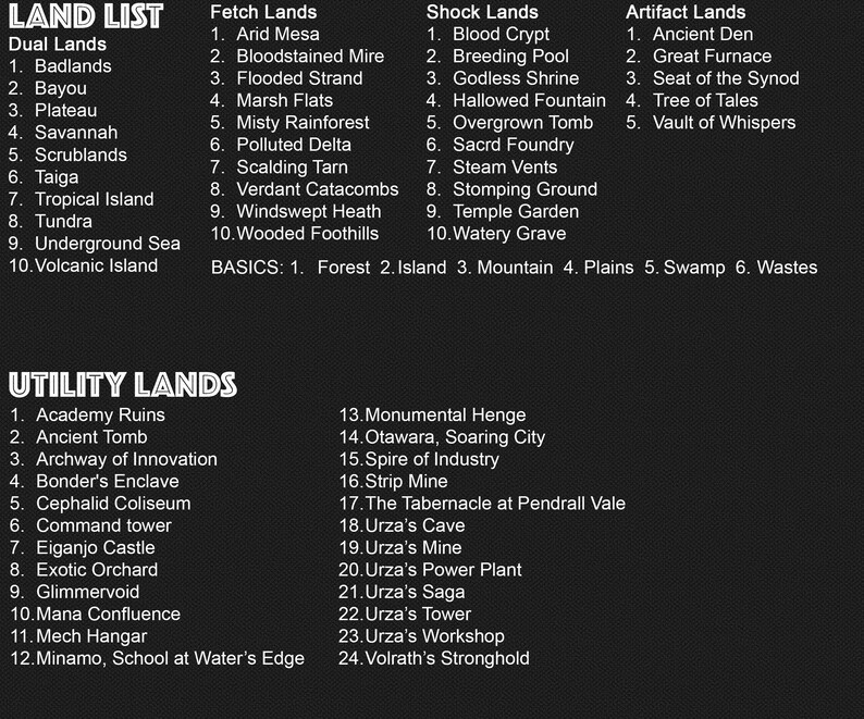 65 Schematic Land Pack Dual Lands, Fetch Lands, Shock Lands, Basic ...