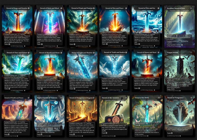 Mirran Swords MTG Proxy Card Set, Full Art Designs (18 Piece)! - Etsy