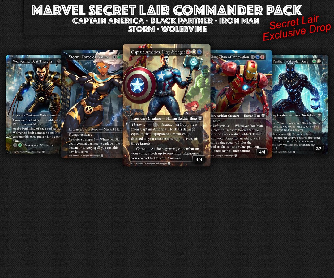 Marvel Secret Lair Drop 5 Commander Pack, 5 Proxies EDH Custom ...