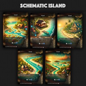 30 Schematic Basic Lands Custom Basic Land Premium MTG Proxies, Island ...