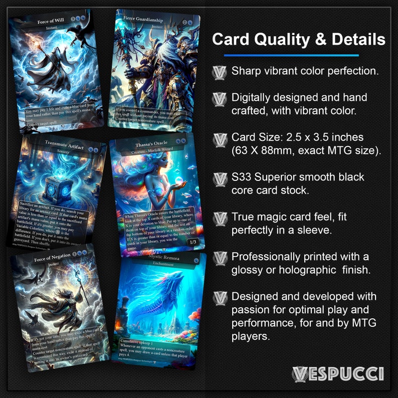 18 Blue Staples MTG Proxy Cards, Premium Custom Commander Cards, Force ...