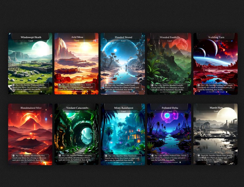 108 Custom Land Card Pack, Dual Fetch Shock Lands - Etsy