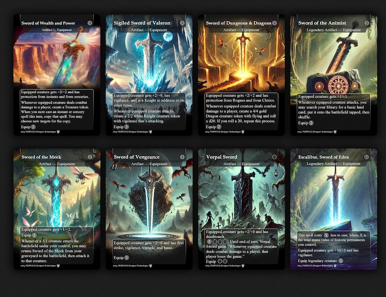 Mirran Swords MTG Proxy Card Set, Full Art Designs (18 Piece)! - Etsy