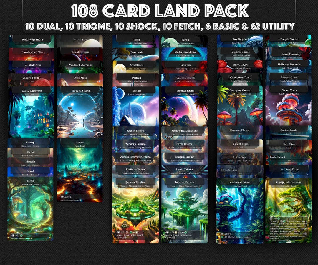 108 Ultimate Custom Land Pack Dual Lands, Fetch Lands, Shock Lands ...