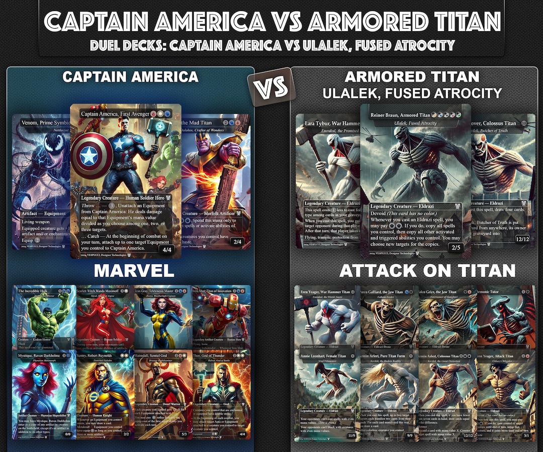 Marvel VS Attack on Titan, Duel Decks, 2 EDH Decks, Captain America Vs ...