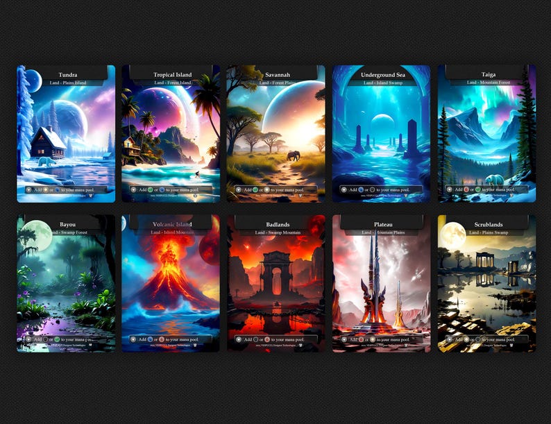 90 Card Land Pack, Dual, Shock, Fetch, Triome Proxy Cards! - Etsy