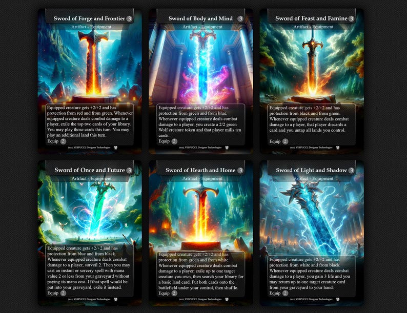 Mirran Swords MTG Proxy Card Set, Full Art Designs (18 Piece)! - Etsy