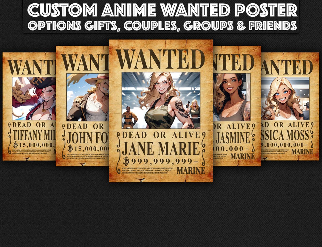 Full Custom Anime Wanted Poster, Customizable Design Wanted Poster ...