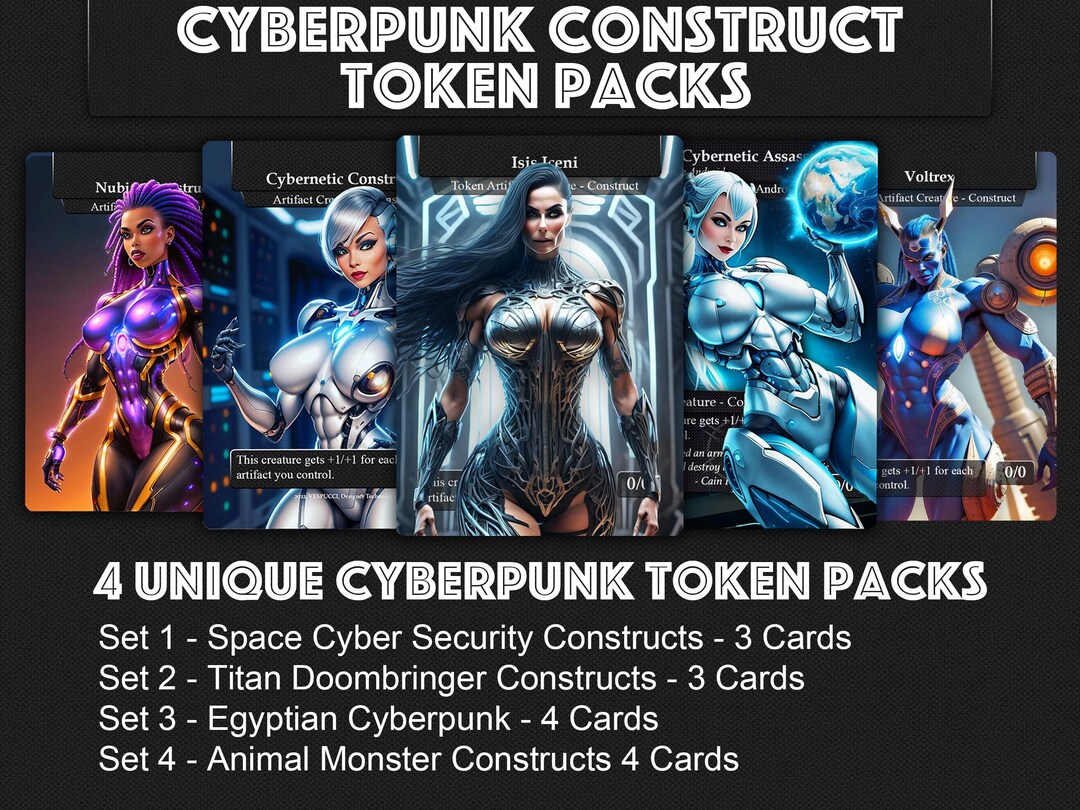 Custom Construct Cyberpunk Tokens MTG Premium Construct Tokens, 14 Token Cards, 4 Sets ...
