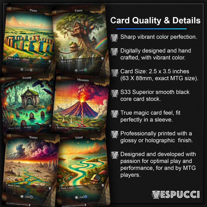 MTG Basic Lands Proxy Set, Schematic Full Art, 5 Color & Colorless - Etsy
