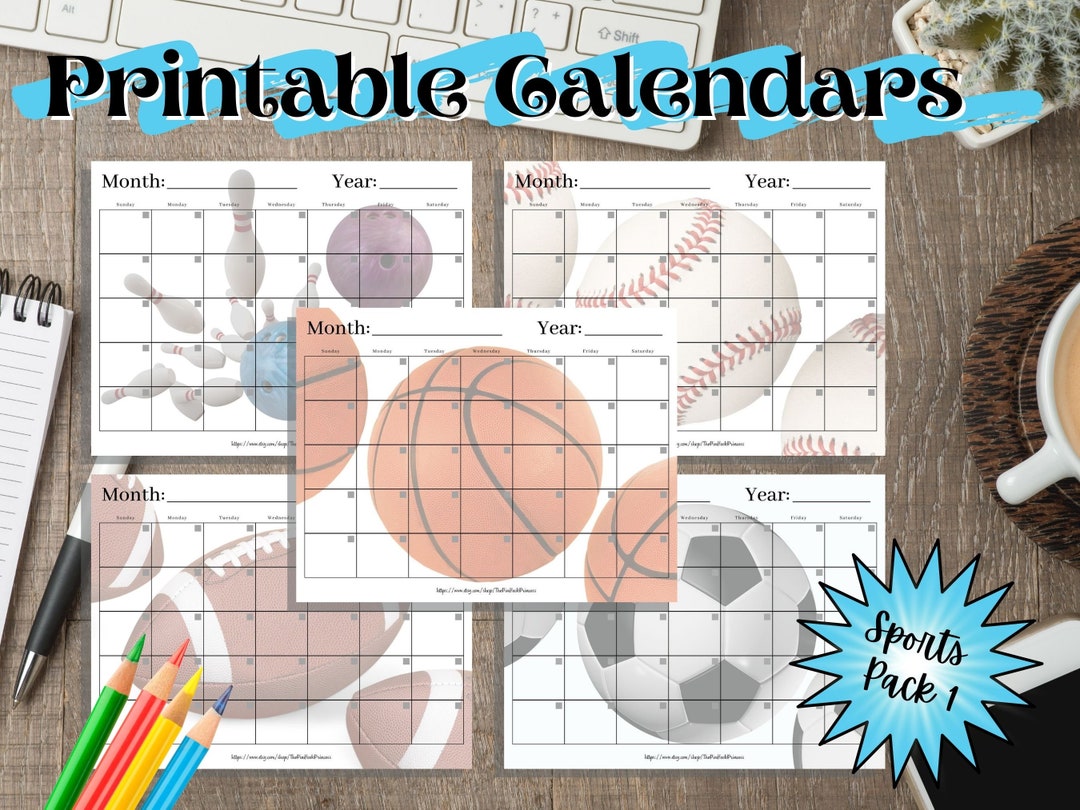 Sports Calendar Pages (pack #1), Printable Digital Download - Etsy