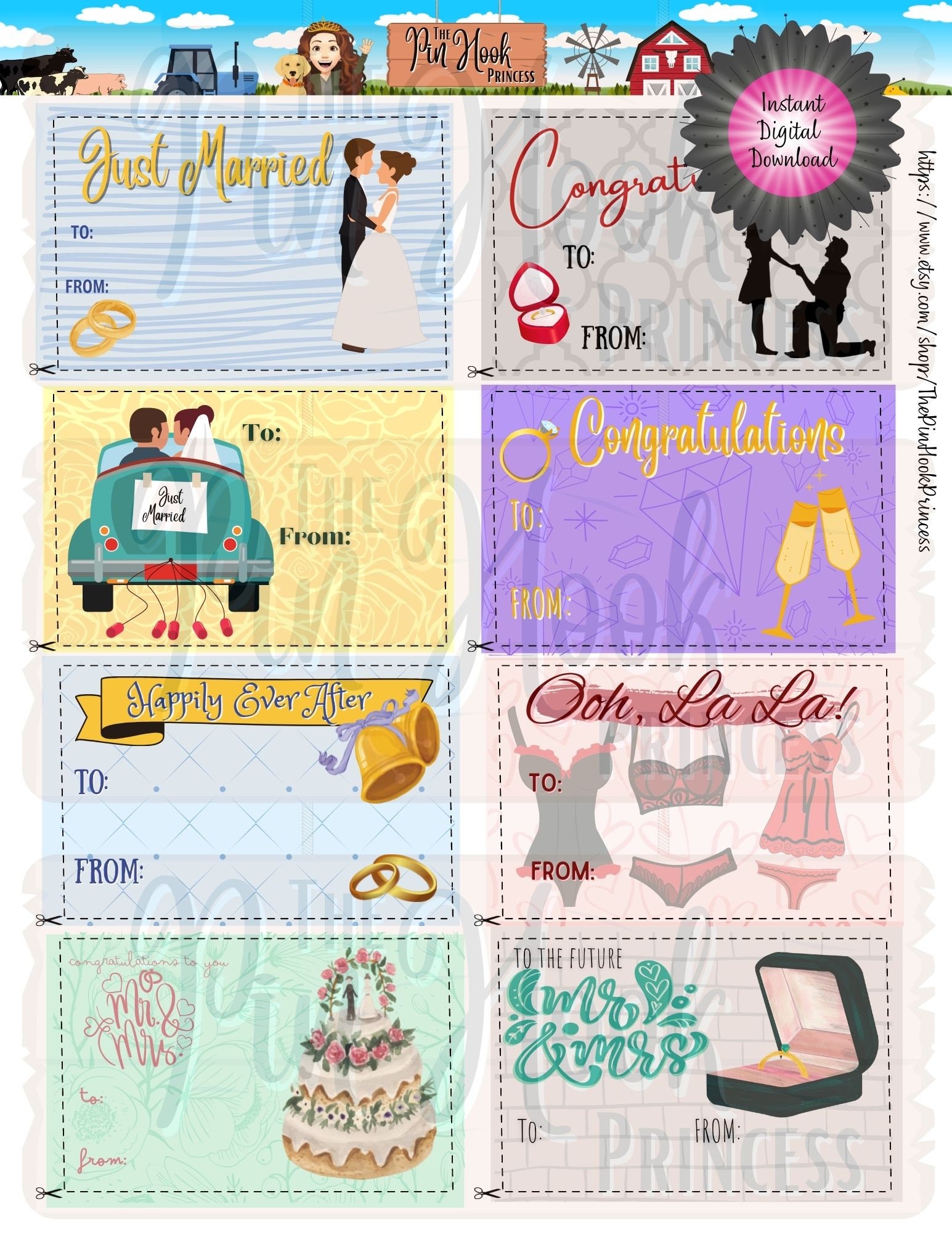 Bridal Shower Gift Tags, Printable Digital Download - Etsy
