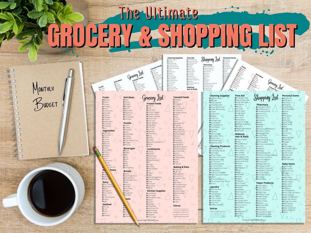 The Ultimate Shopping & Grocery List, Printable Digital Download - Etsy