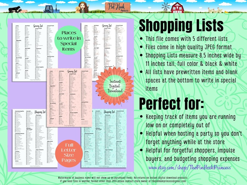 The Ultimate Shopping & Grocery List, Printable Digital Download - Etsy