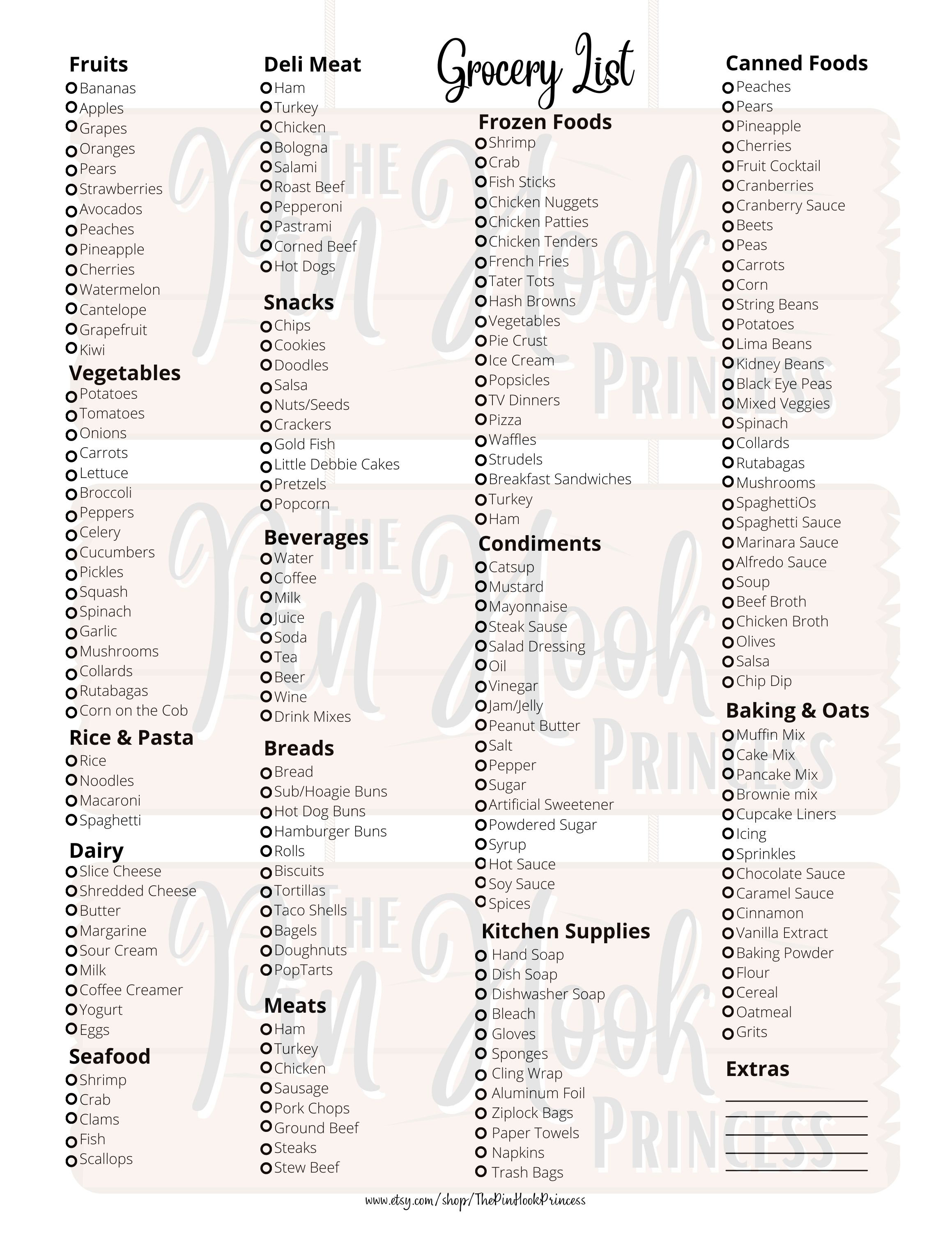 The Ultimate Shopping & Grocery List, Printable Digital Download - Etsy