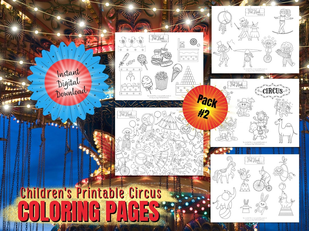 Printable Circus Coloring Pages for Kids (pack #2), Printable Digital ...