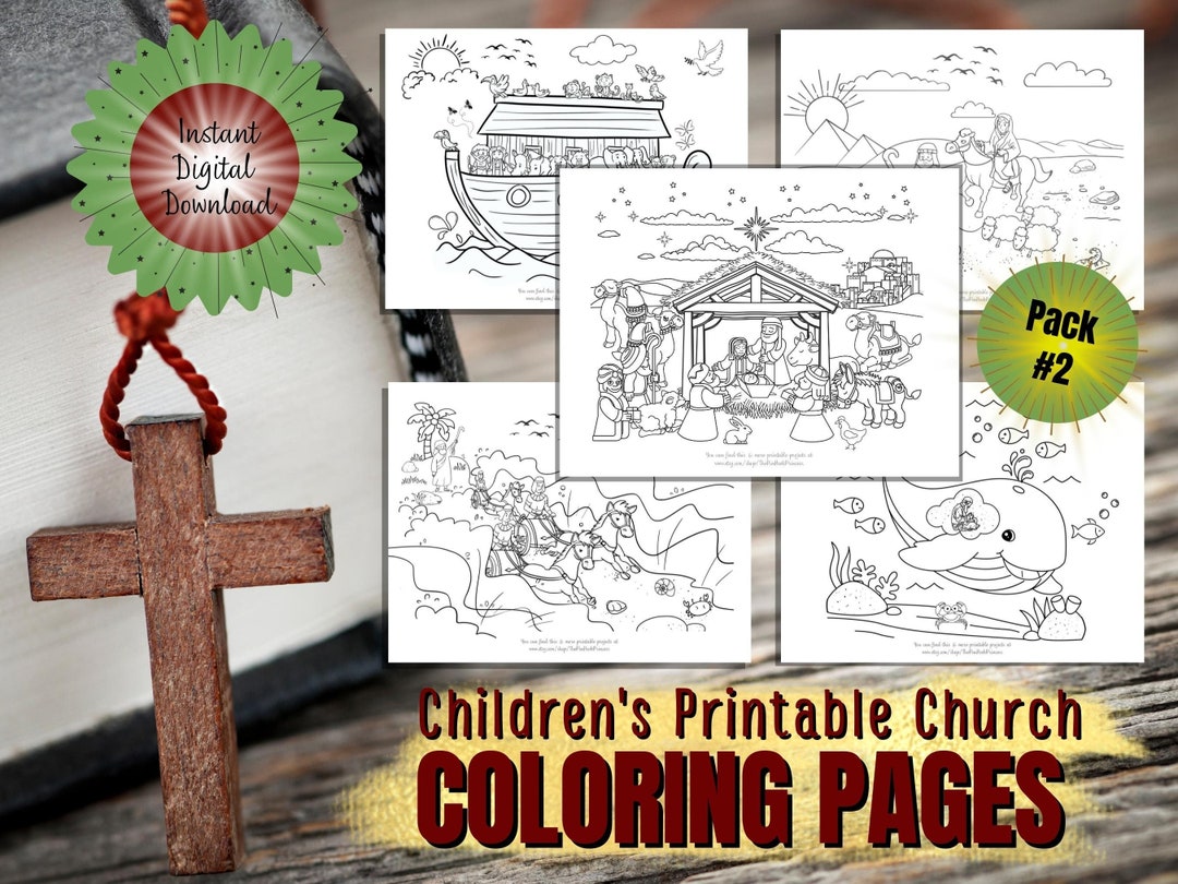Children's Printable Church Coloring Pages (pack #2), Printable Digital ...