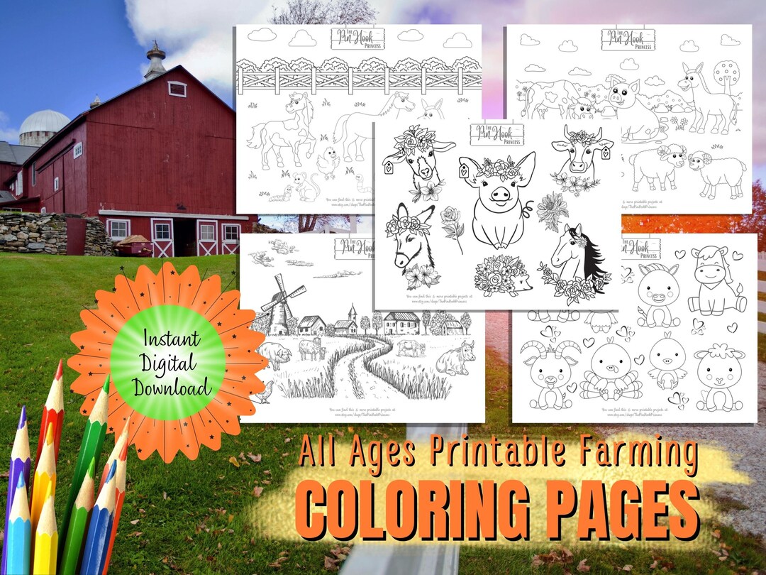 Printable Farming Coloring Pages for All Ages, Printable Digital ...