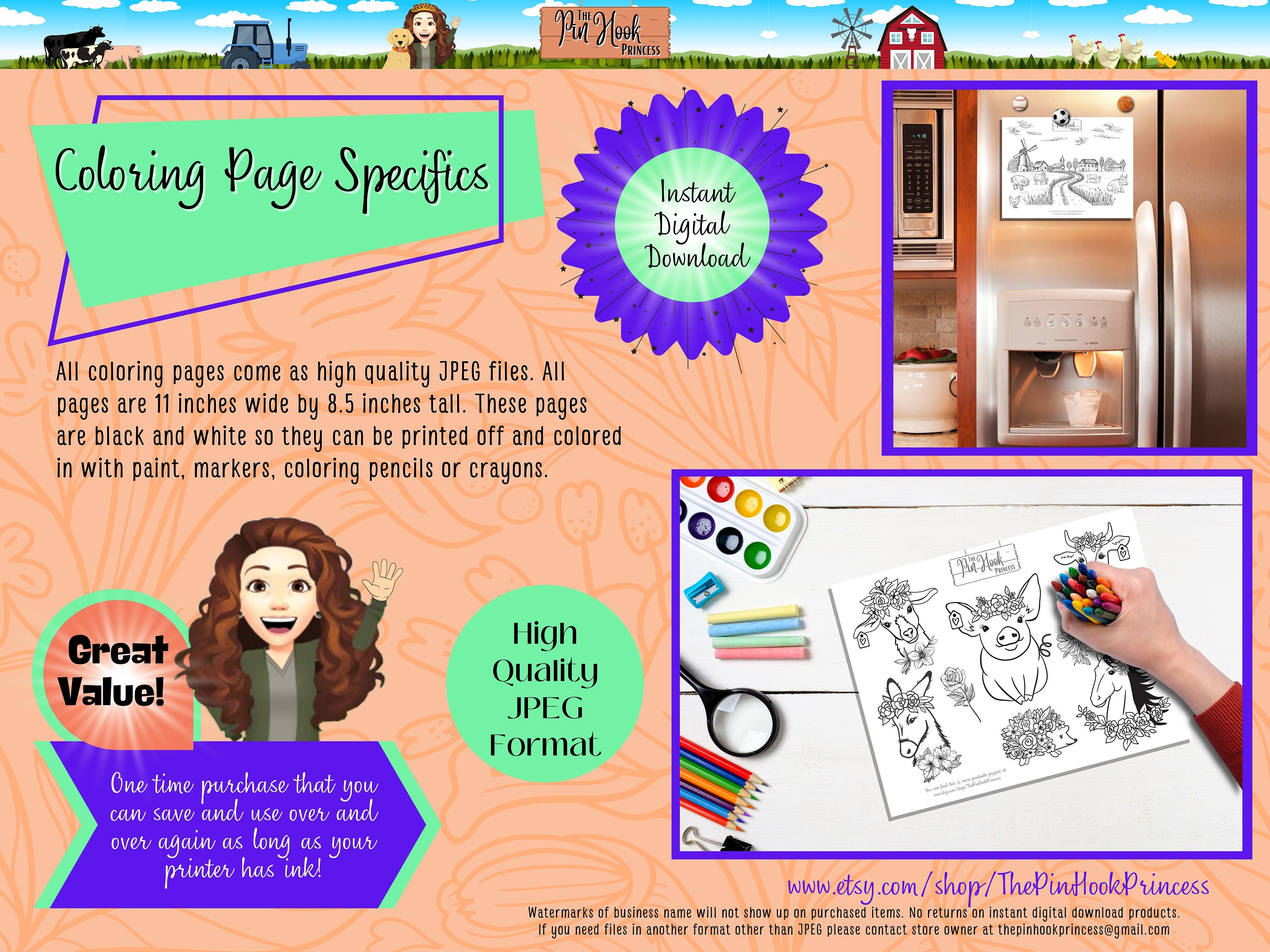 Printable Farming Coloring Pages for All Ages, Printable Digital ...