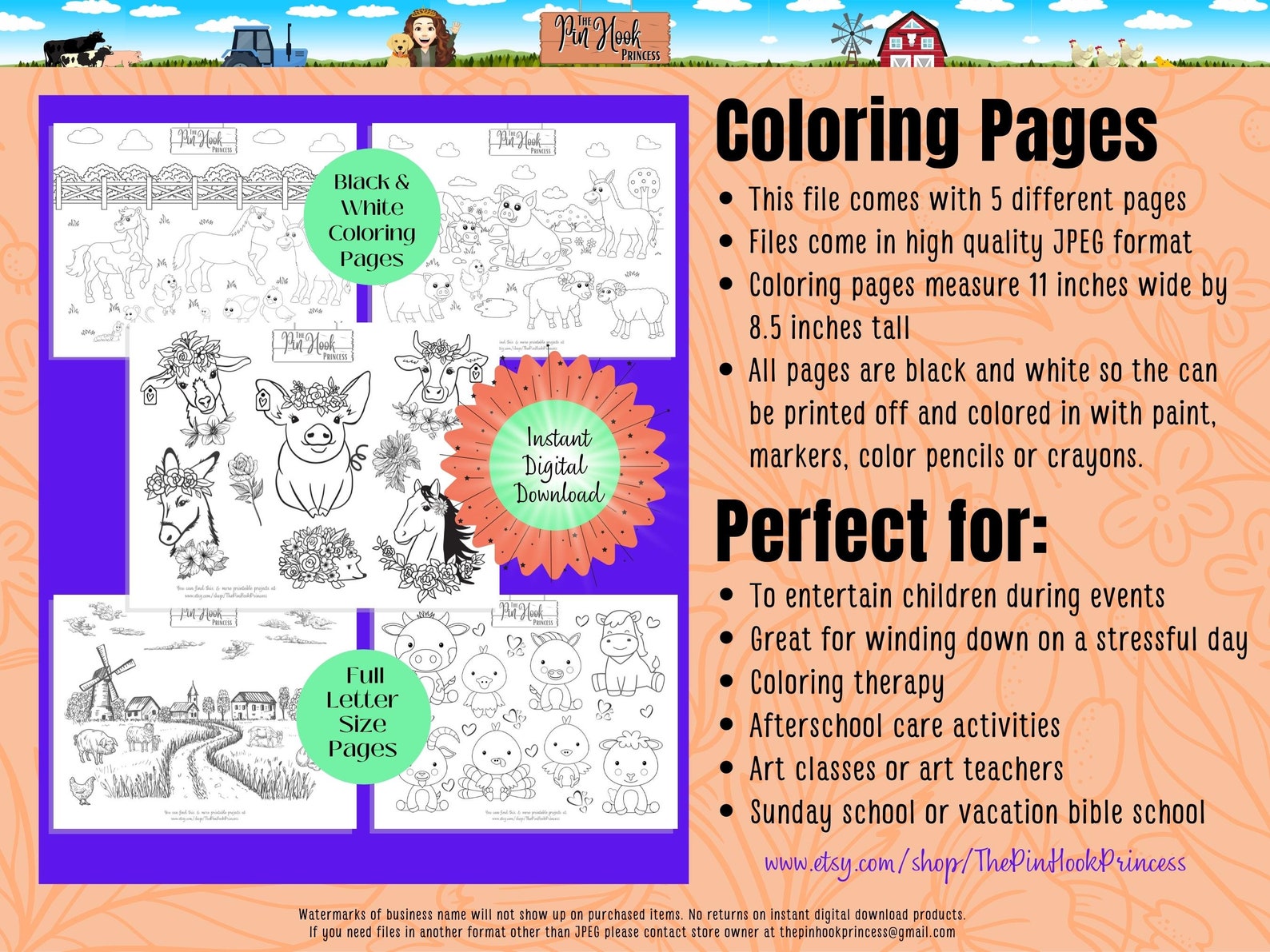 Printable Farming Coloring Pages for All Ages, Printable Digital ...