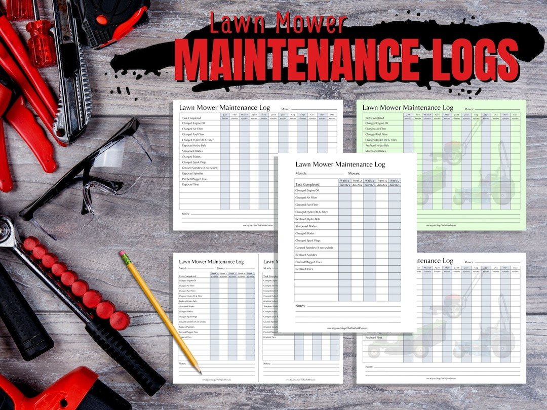 Lawn Mower Maintenance Logs, Printable Digital Download - Etsy