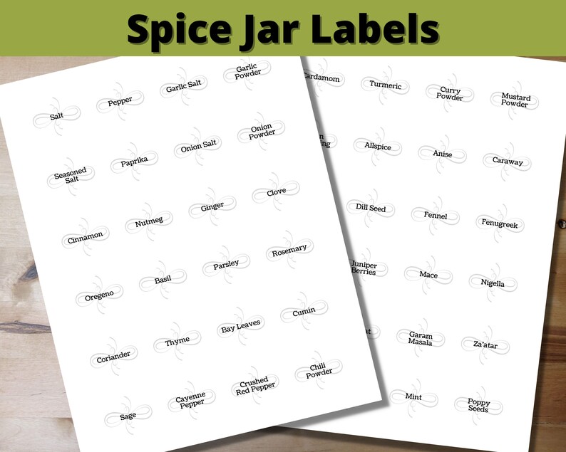 Spice Jar Labels Printable Instant Digital Download - Etsy