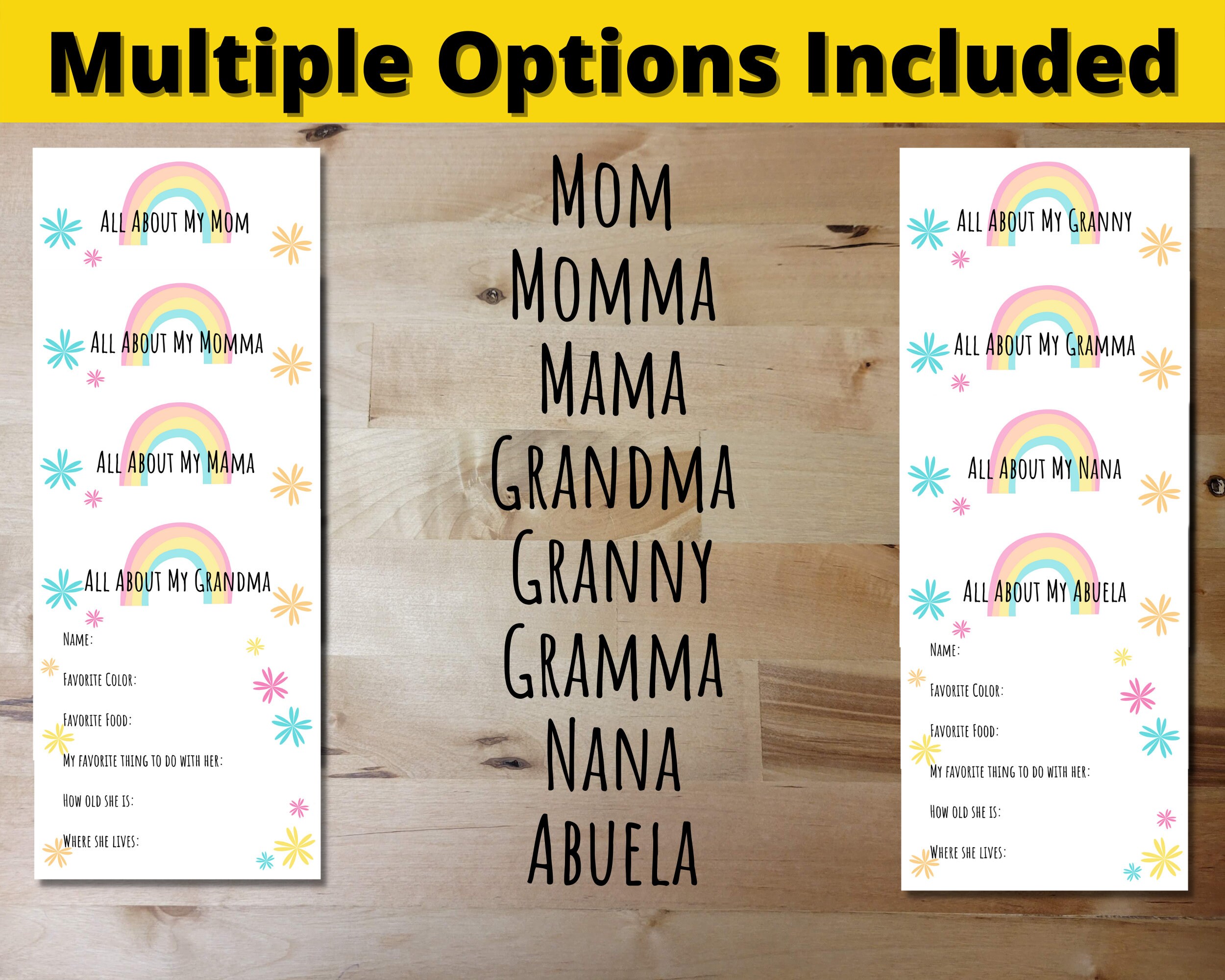 All About My Mom/grandma Questionnaire Mother’s Day Gift From Kids ...